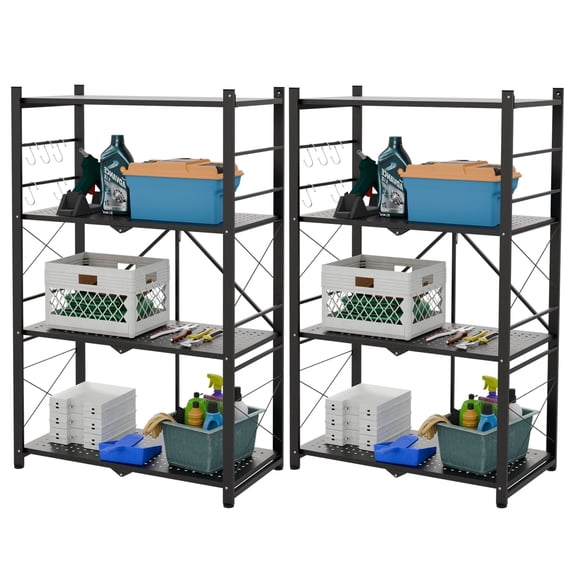 INTER HUT Foldable Greenhouse Shelf, 4-Tier Steel Storage Rack & Plant ...