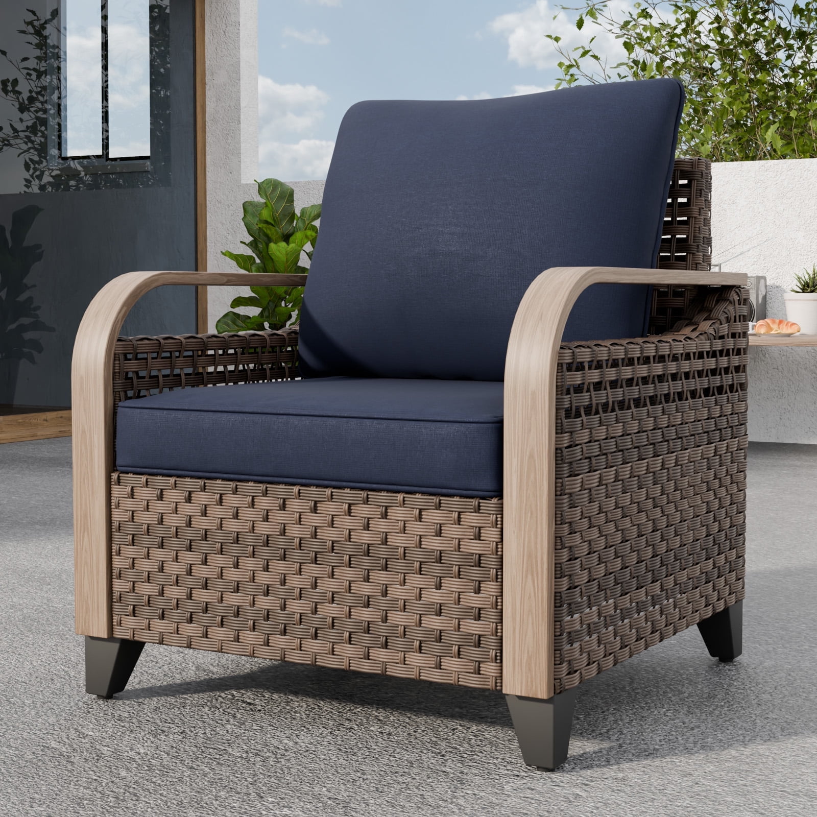 INTER HUT Modern Wicker Patio Chairs, Outdoor Chairs with Steamlined ...