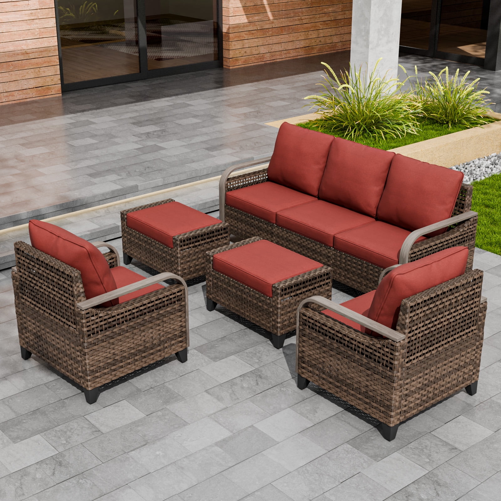 INTER HUT Modern Wicker Patio Furniture Set, Rattan Outdoor ...