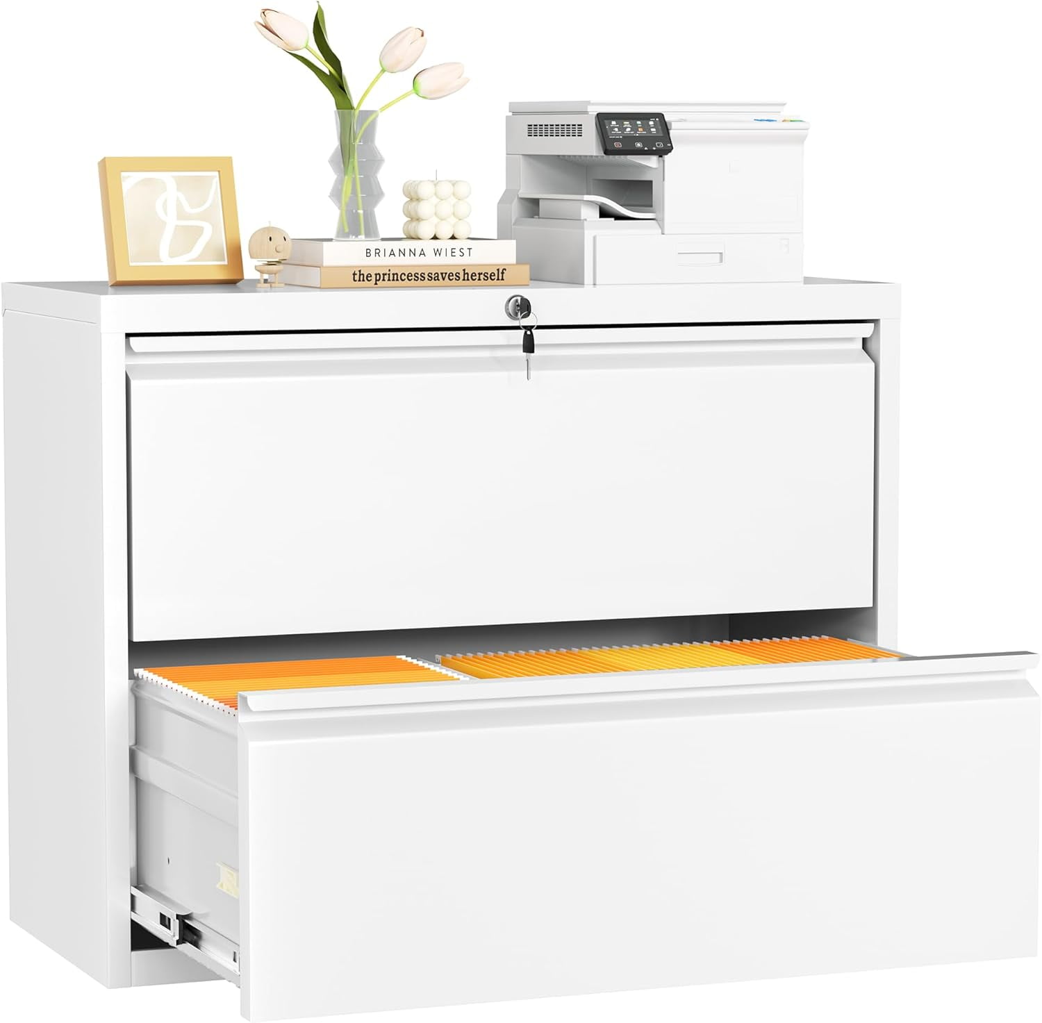 INTERGREAT 2 Drawer Lateral File Cabinet, White Office Filing Cabinet ...