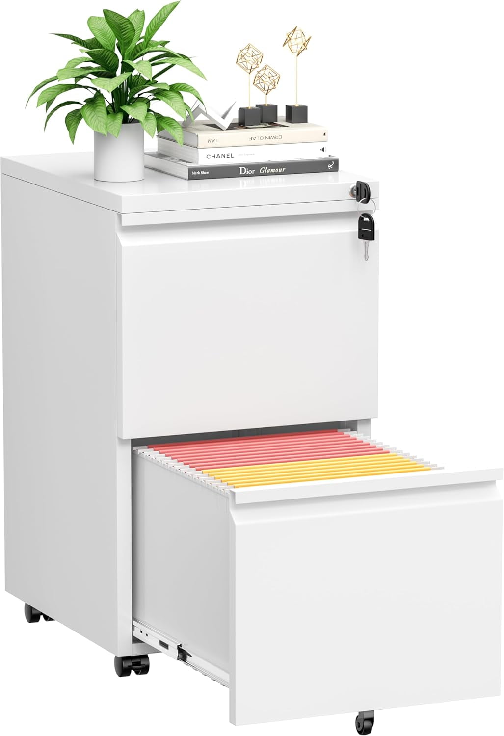 INTERGREAT 2 Drawer Mobile File Cabinet with Lock, Under Desk Metal ...