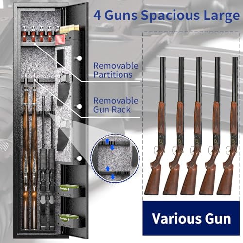 INTERGREAT [2024 NEW] 3-5 Rifle Gun Safe with Light, Long Gun Safes for ...
