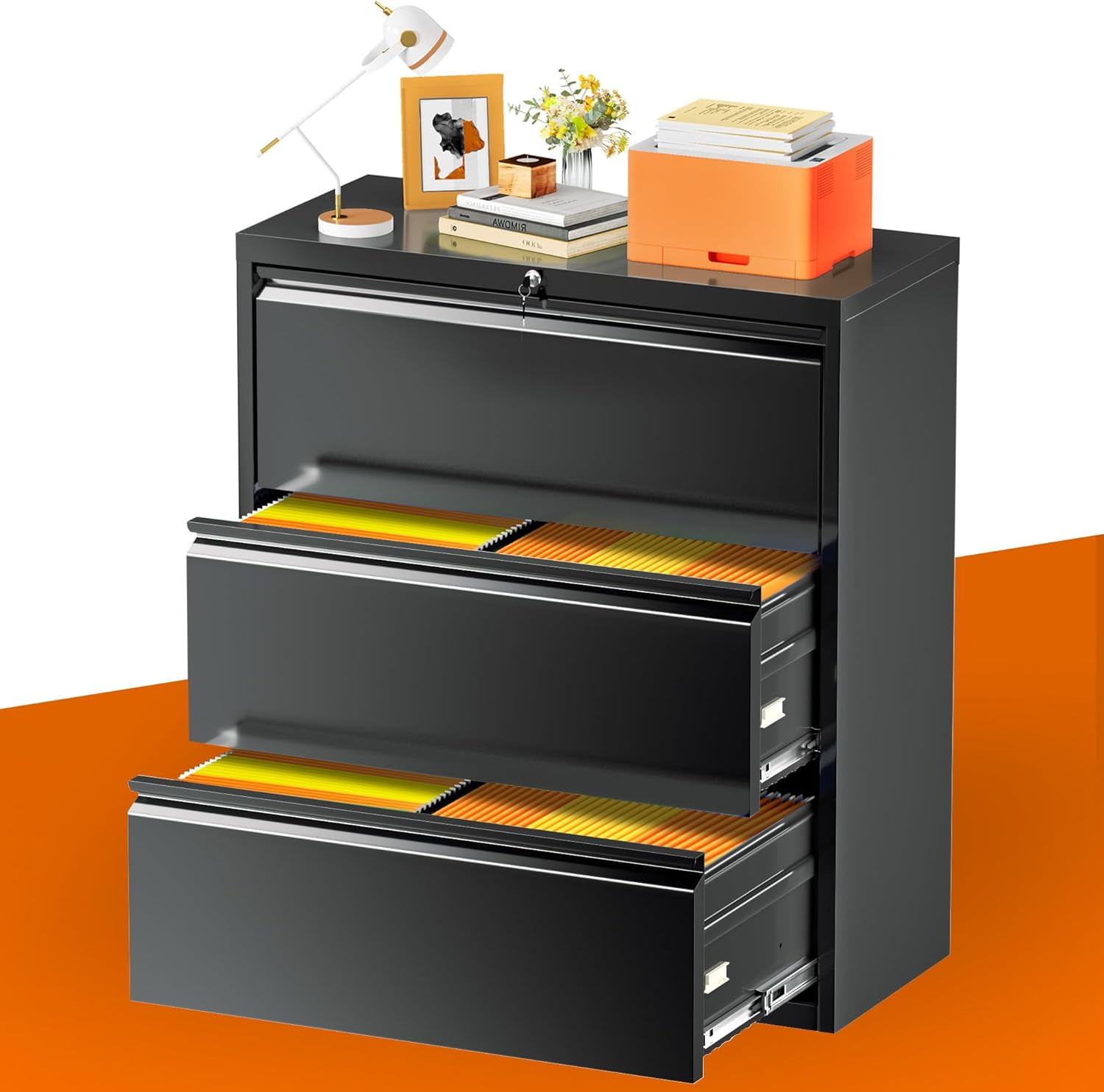 INTERGREAT 3 Drawer File Cabinet, Metal Lateral Filing Cabinet for Home ...
