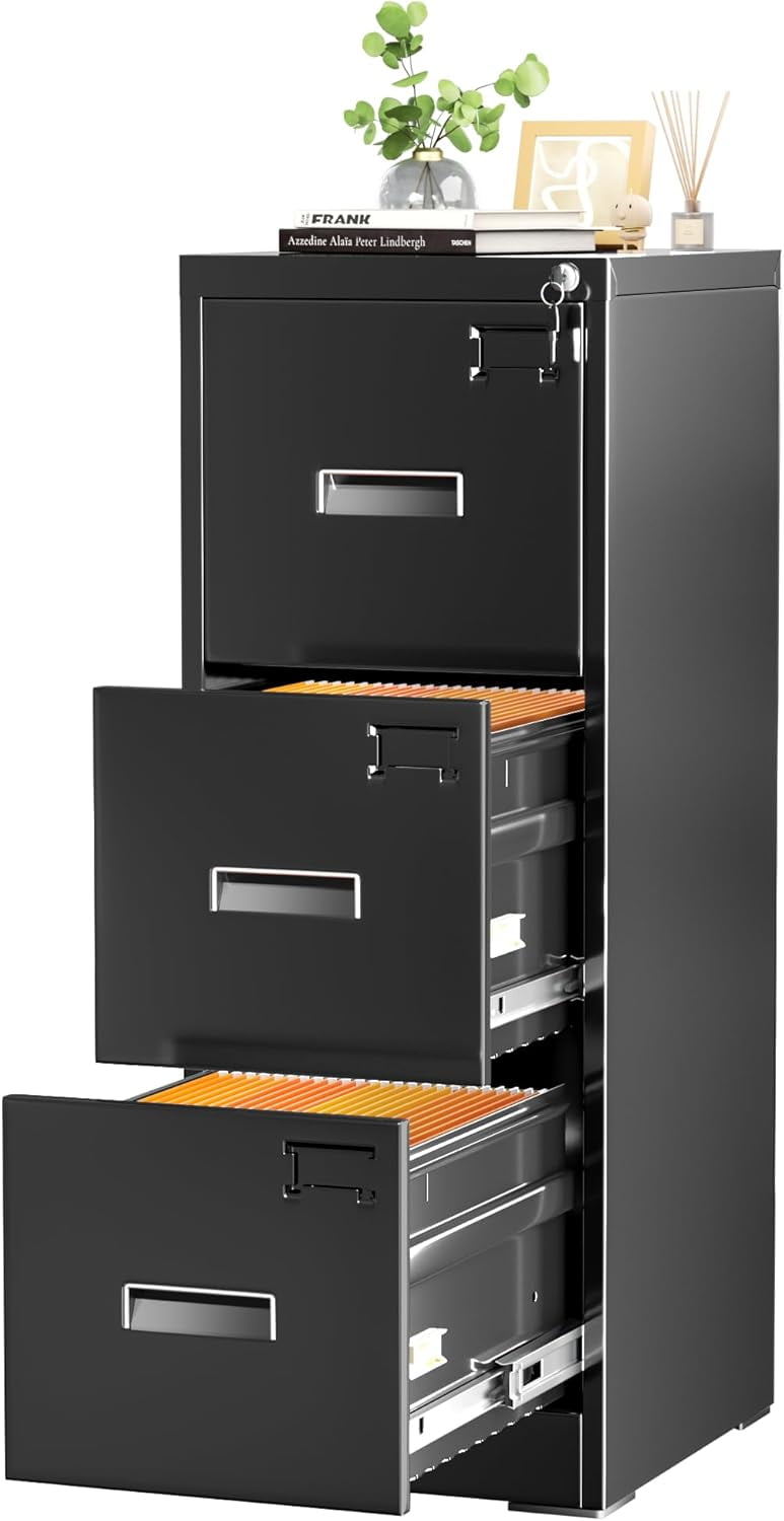 INTERGREAT 3 Drawers File Cabinet with Lock, 18" D Vertical Filing ...
