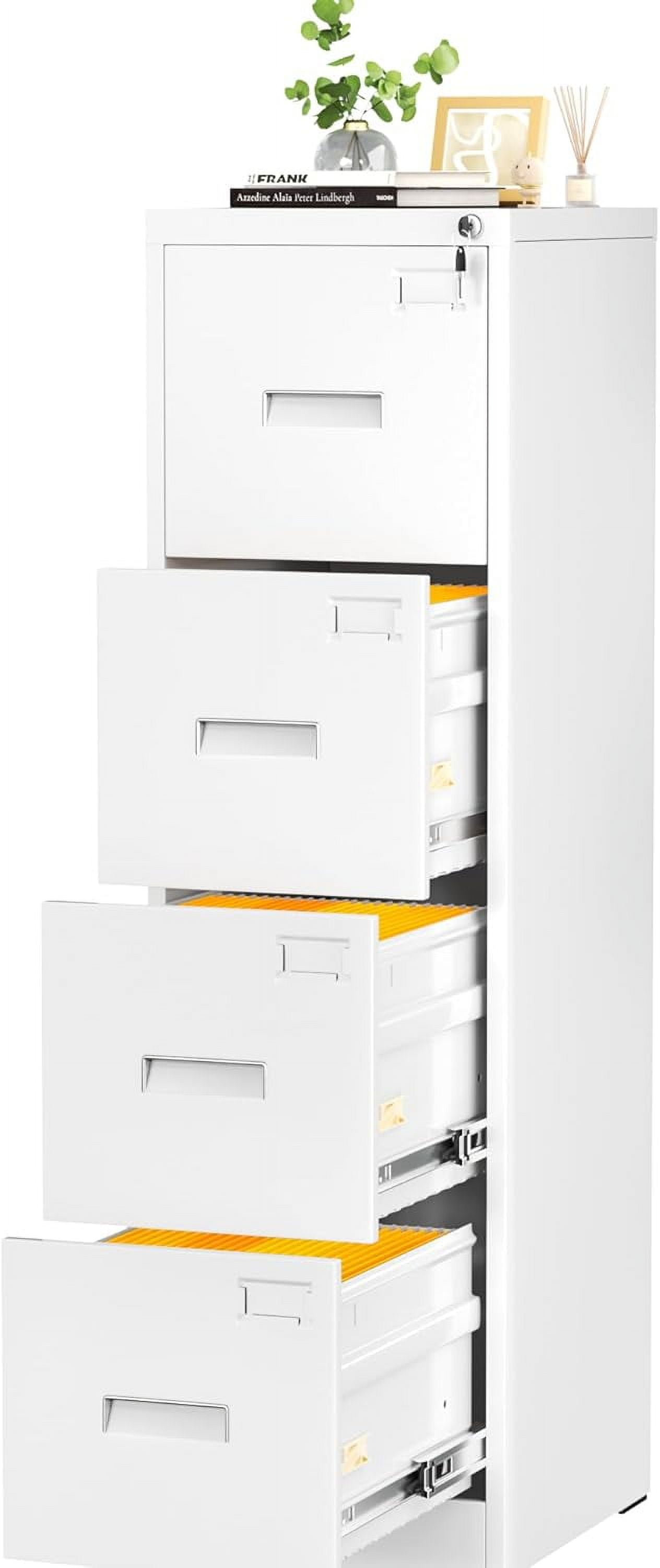 INTERGREAT 4 Drawers File Cabinet with Lock, 18" D Vertical Filing ...