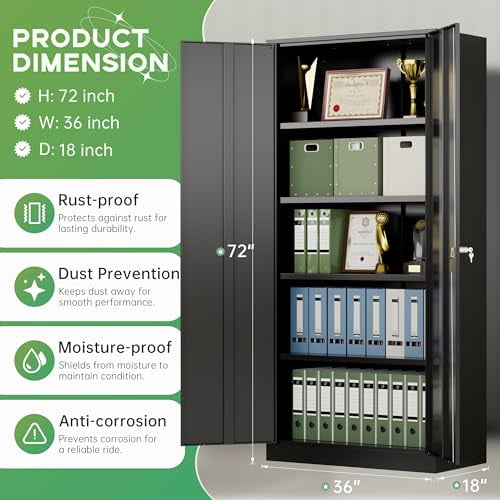INTERGREAT 72-Inch Metal Storage Cabinet for Garage, Lockable Steel ...