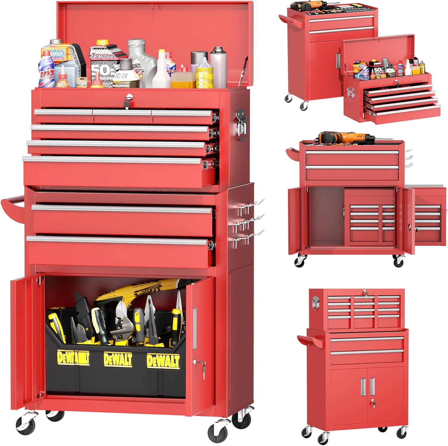 INTERGREAT 8 Rolling Drawers Tool Chest, Assembled Tool Chest with ...