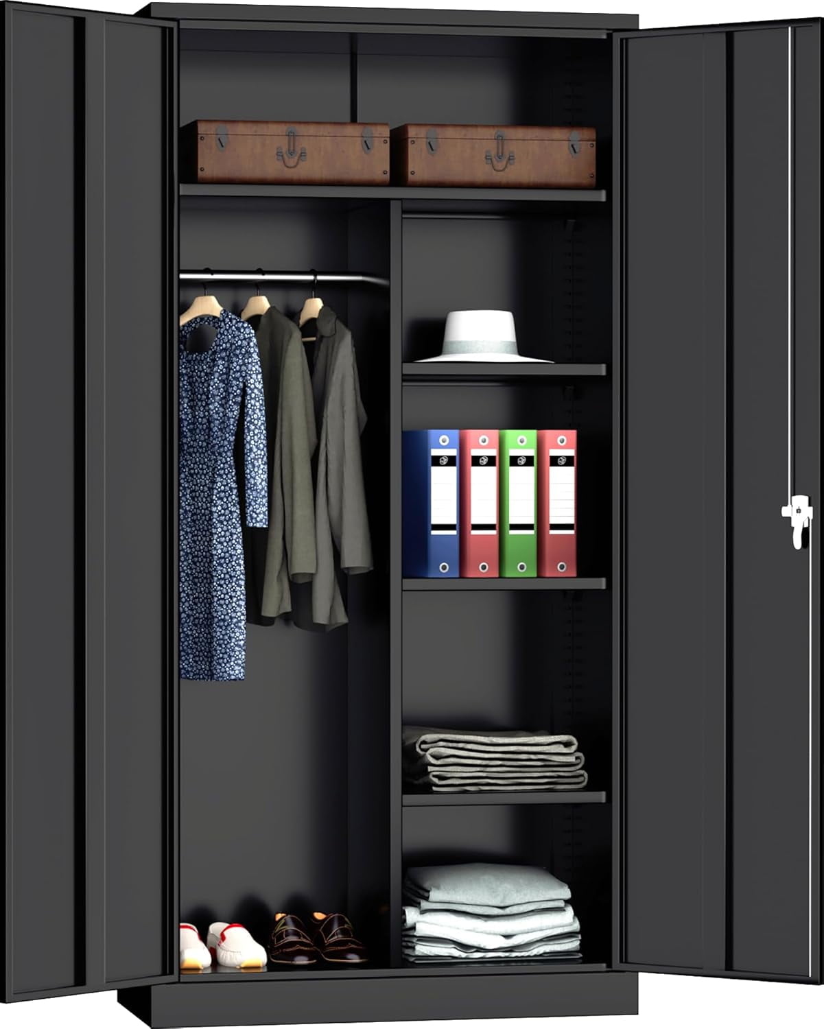 INTERGREAT Metal Armoire Wardrobe Closet, 71" H Wardrobe Closet with ...