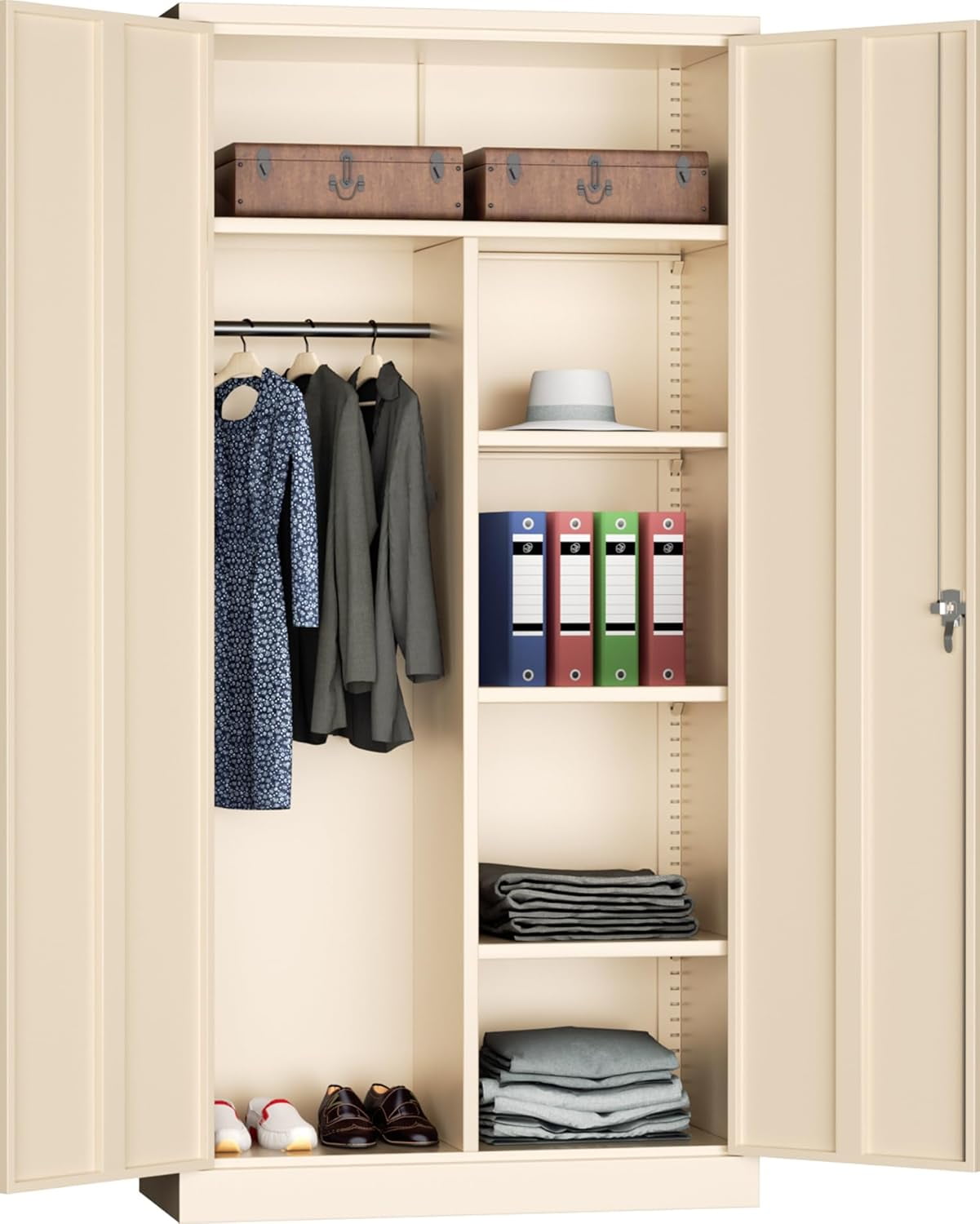 INTERGREAT Metal Armoire Wardrobe Closet, 72" H Wardrobe Closet with ...