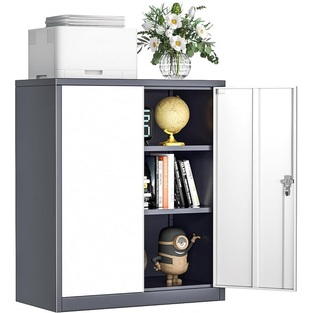 INTERGREAT Metal Cabinet with Doors and Shelves, Lockable Storage for ...