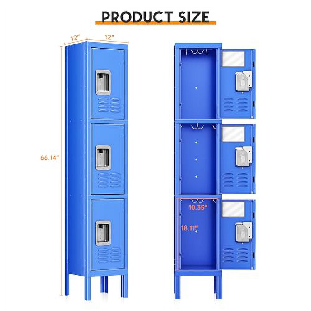 INTERGREAT Metal Lockers for Employees, 3 Door Storage Locker, Tall ...