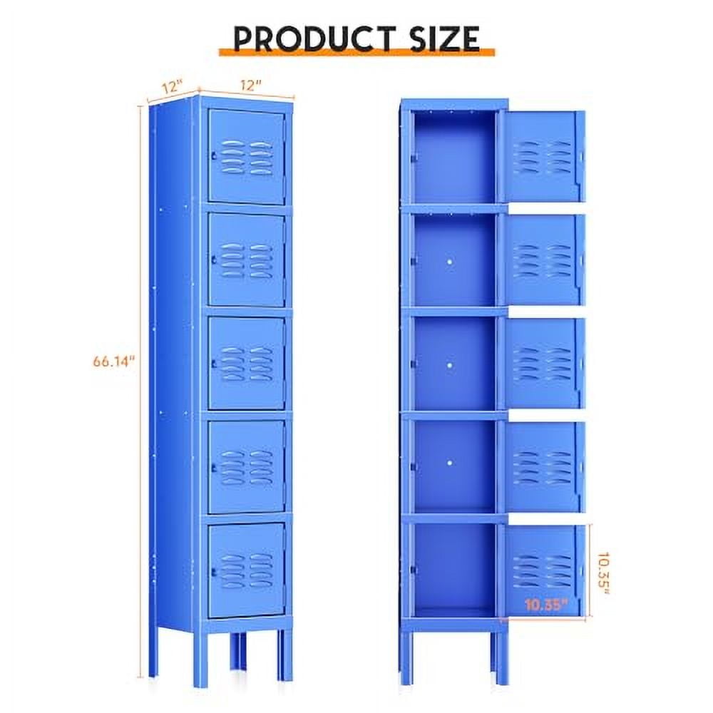 INTERGREAT Metal Lockers for Employees, 5 Door Storage Locker, Tall ...