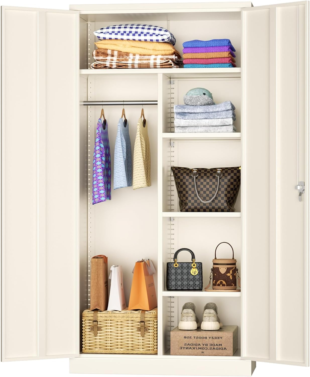 INTERGREAT Metal Storage Cabinet, 71" Armoire Wardrobe Closet with ...