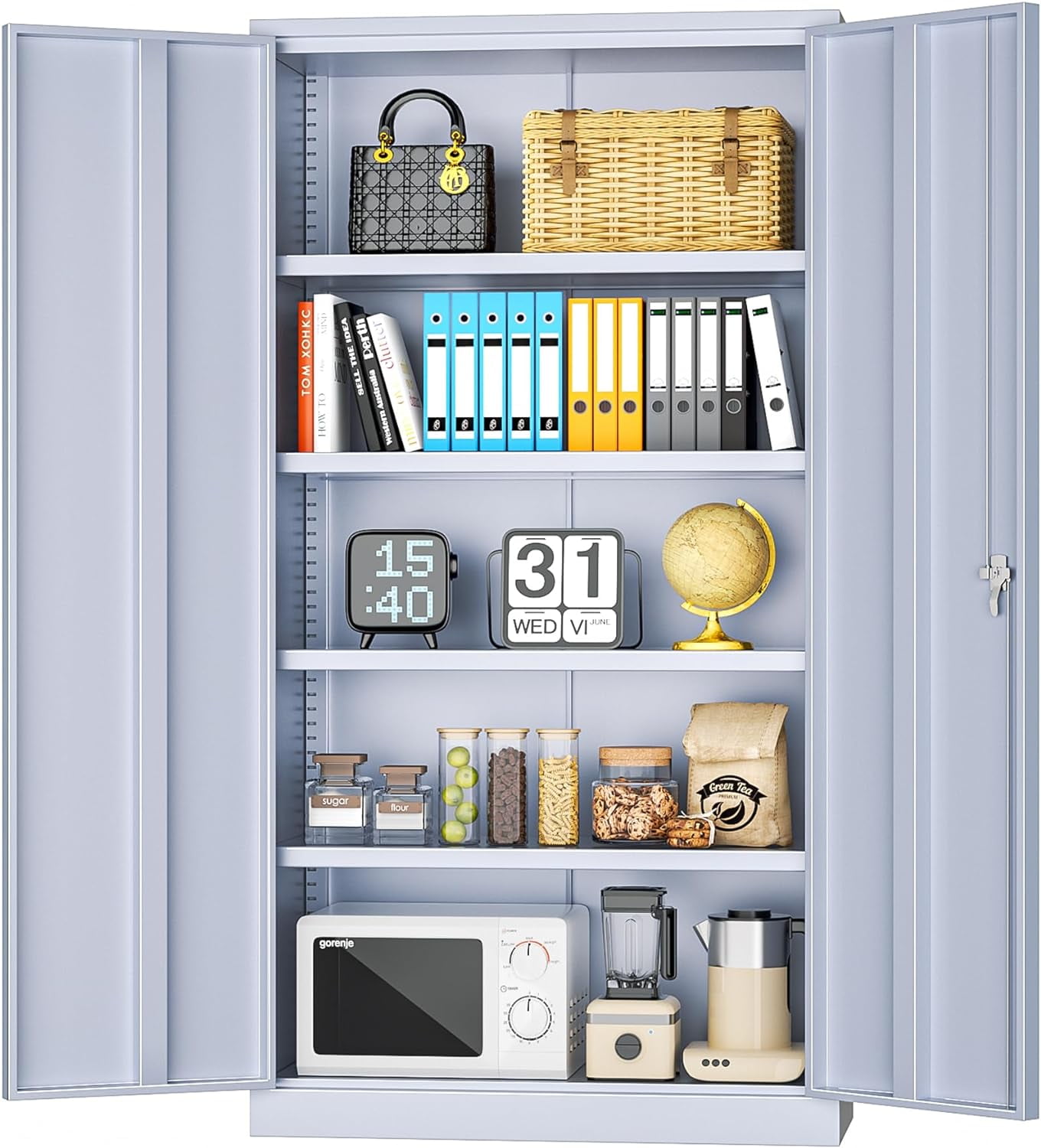 INTERGREAT Metal Storage Cabinet,72" Steel Lockable File Cabinet with ...