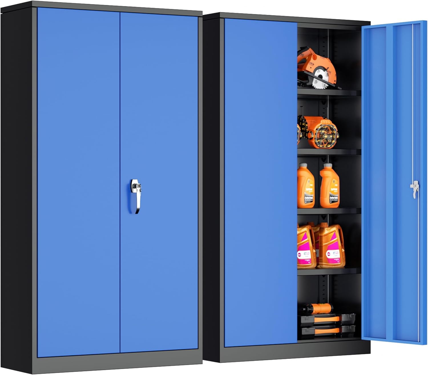 INTERGREAT Metal Storage Cabinet,72" Steel Lockable File Cabinet with Locking Doors and ...