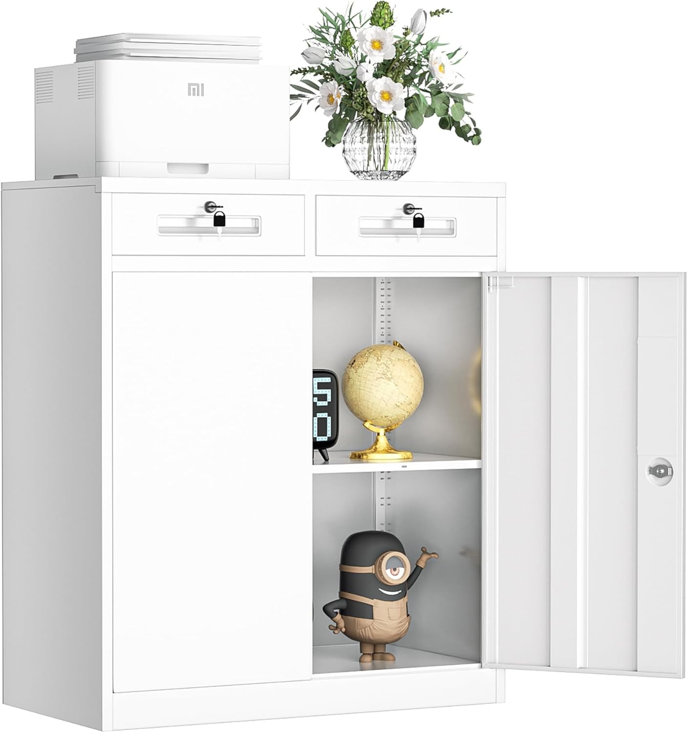INTERGREAT Metal Storage Cabinet with Drawers, 42" Locking Storage ...