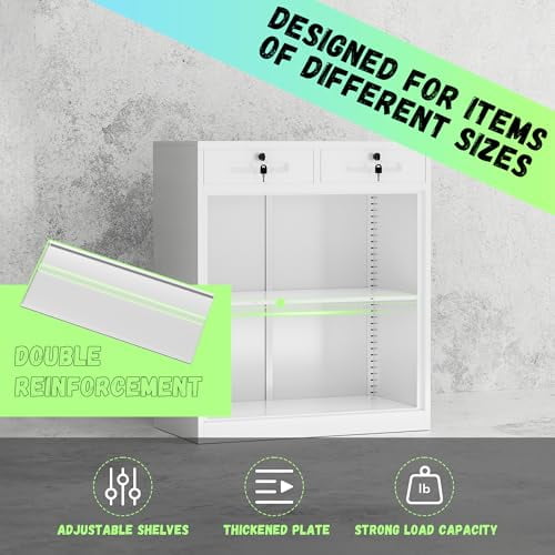INTERGREAT Metal Storage Cabinet with Drawers, White Lockable File ...