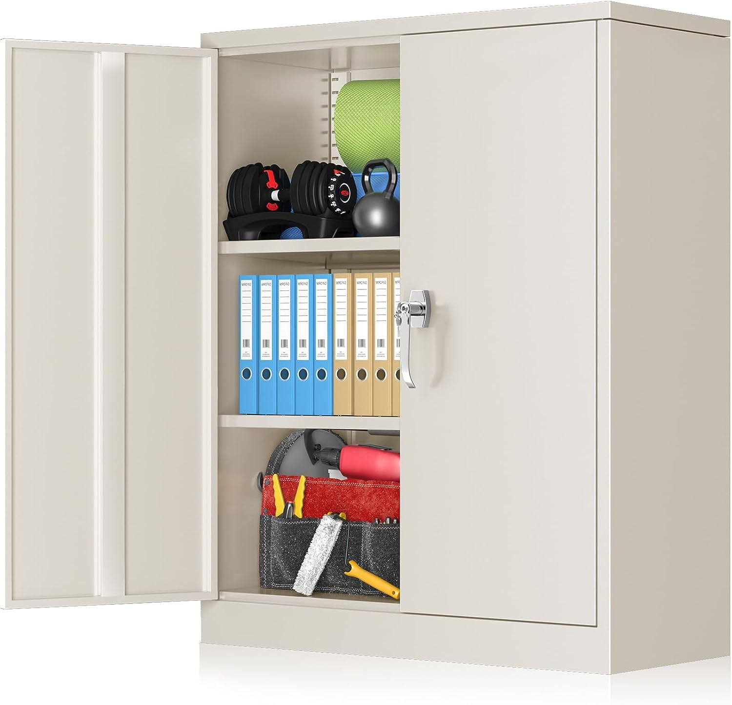 INTERGREAT Metal Storage Cabinets, 42" Lockable Garage Storage Cabinet ...