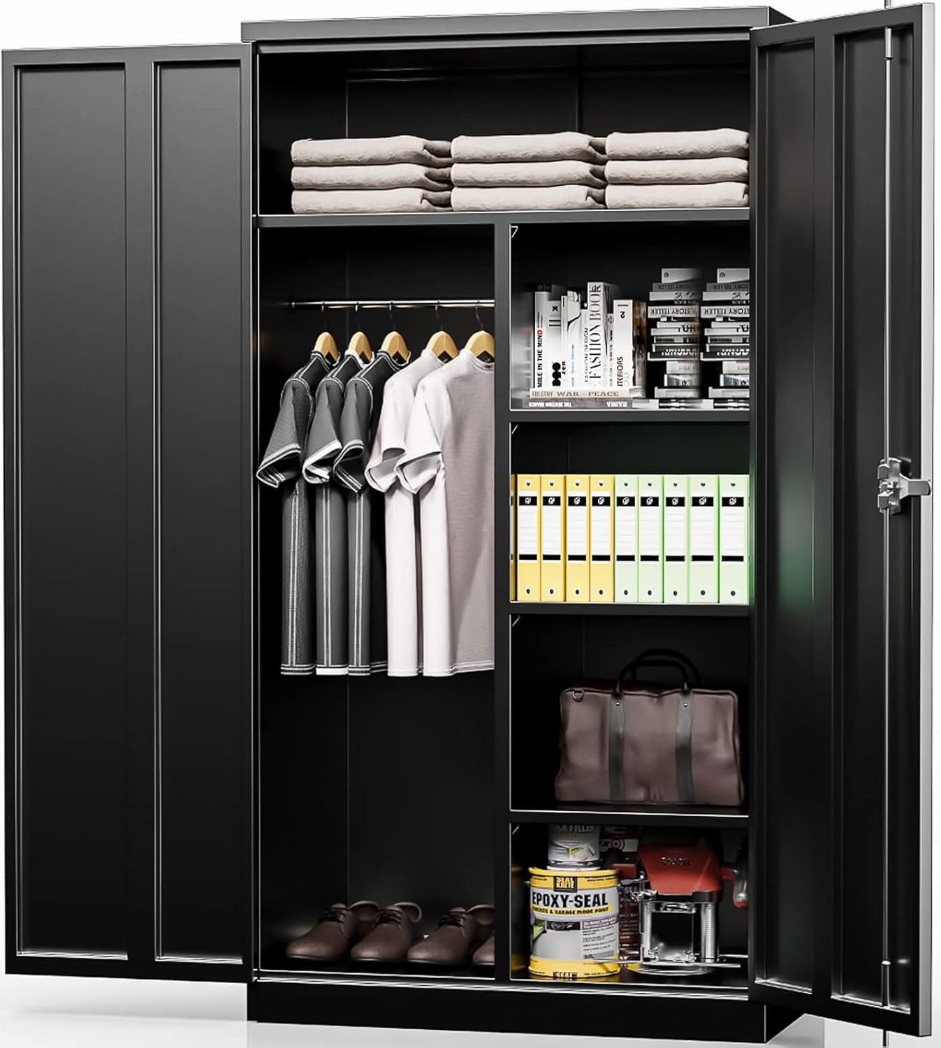 INTERGREAT Metal Wardrobe Cabinets with Lock, 72" Clothing Storage ...