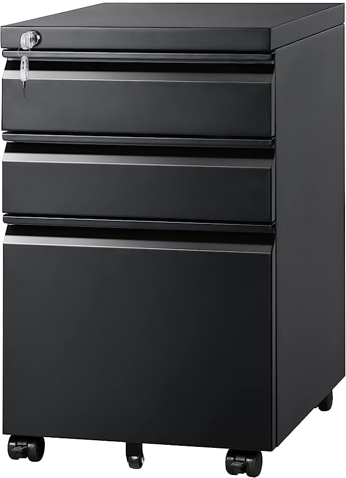INTERGREAT Mobile File Cabinet with Lock,Under Desk Rolling Metal ...