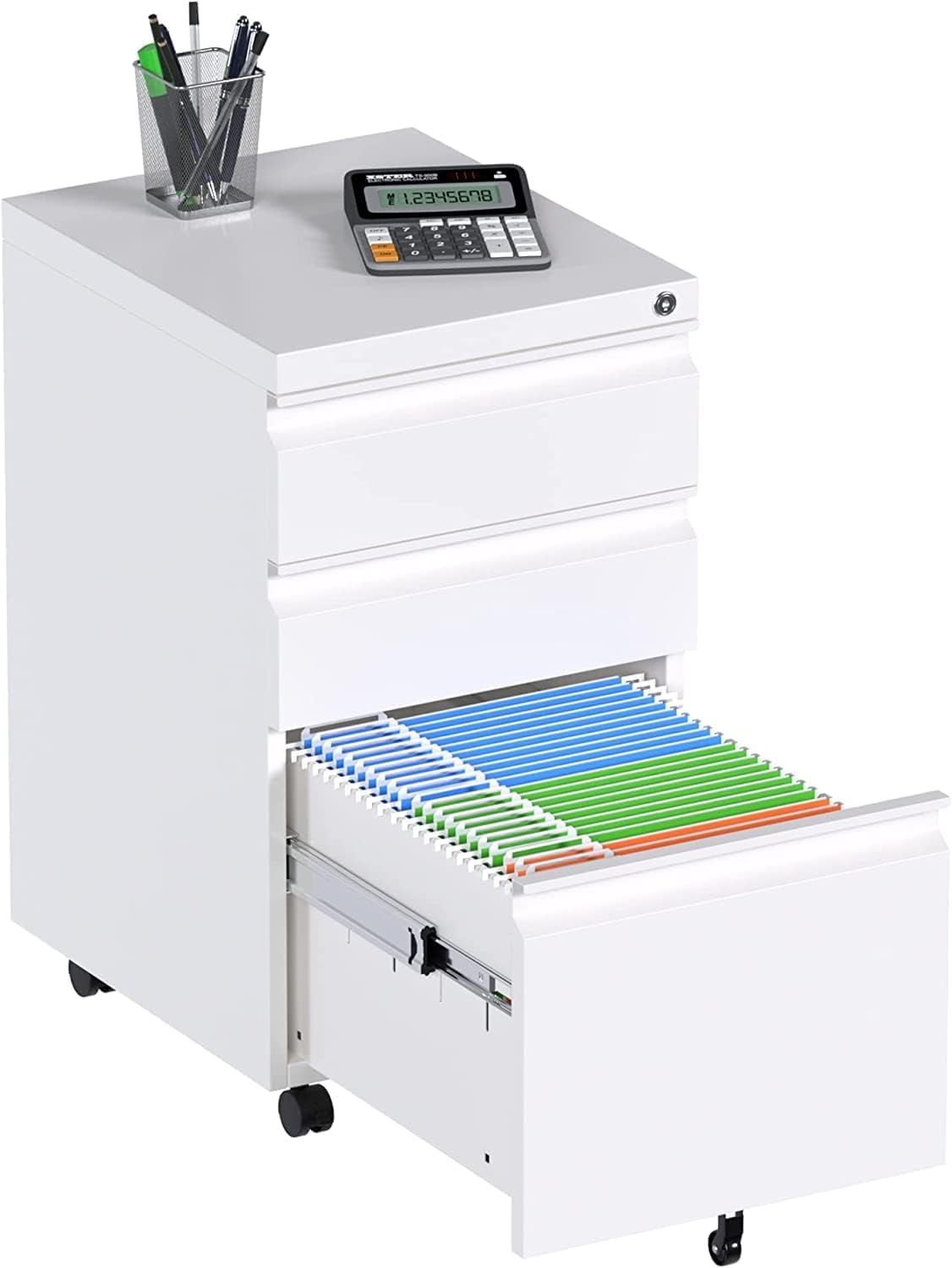 INTERGREAT Mobile File Cabinet with Lock,Under Desk Rolling Metal ...
