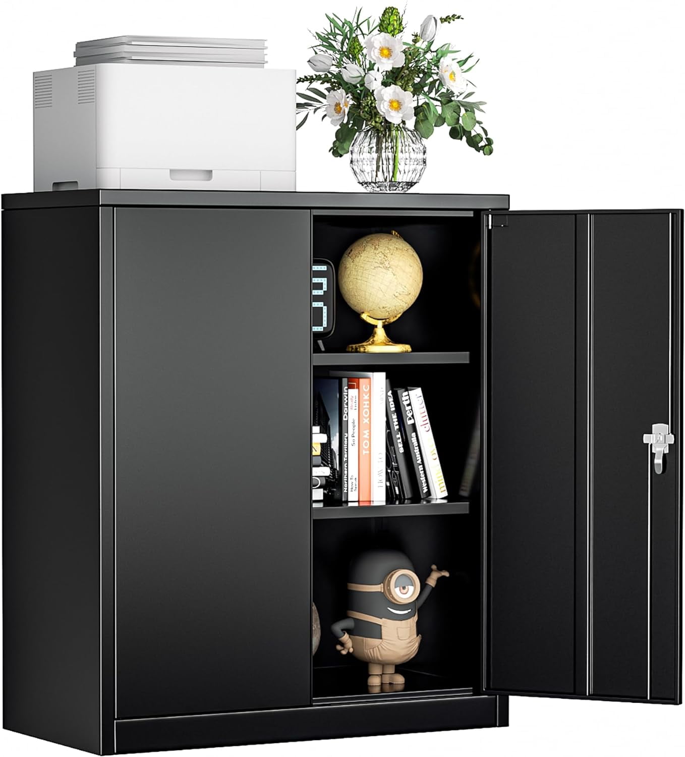 INTERGREAT Storage Cabinet, 42” H Locking Cabinet with Doors and ...