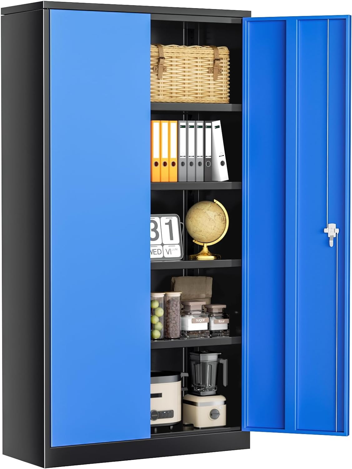 INTERGREAT Storage Cabinet, 72” Steel Locking Closet with Doors and 4 ...