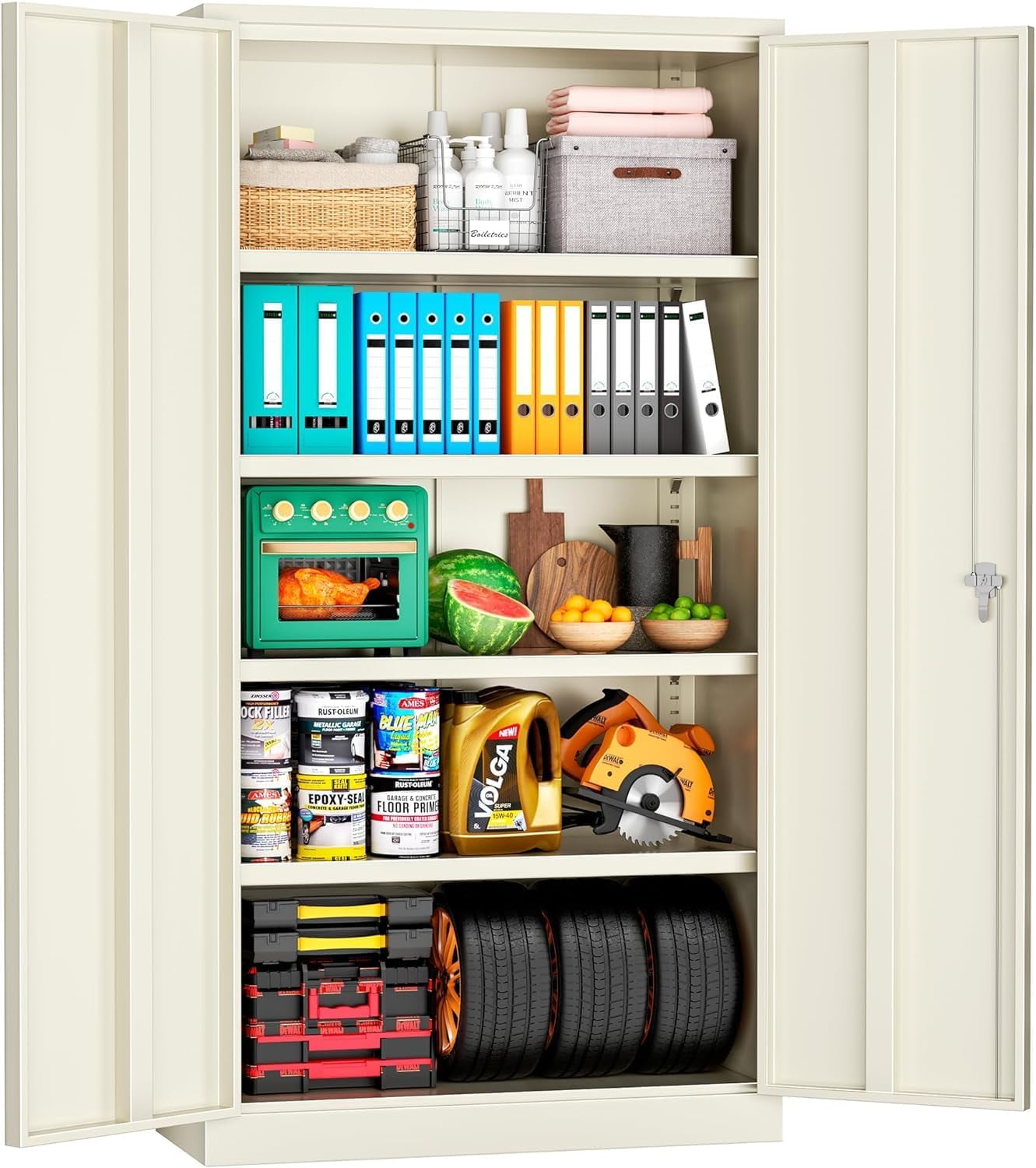 INTERGREAT Tall Metal Storage Cabinet Locking Steel with 4 Adjustable ...