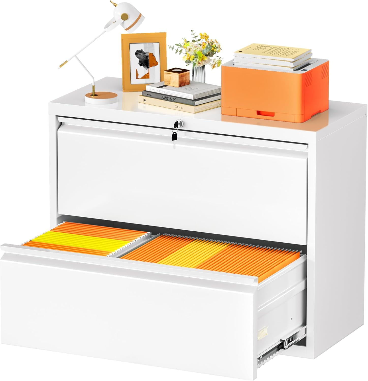 INTERGREAT White File Cabinet 2 Drawer, Metal Lateral Filing Cabinet ...