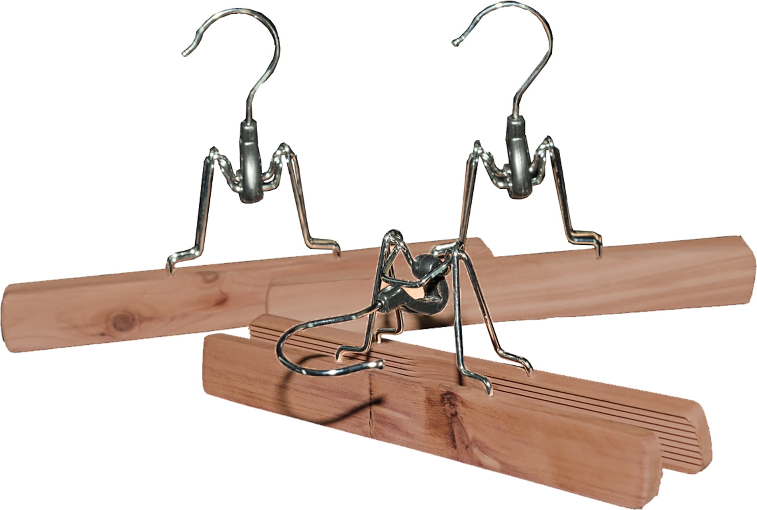 INTERNATIONAL HANGER Unfinished Cedar Wood Pant Clamp Hangers, 3 Pack ...