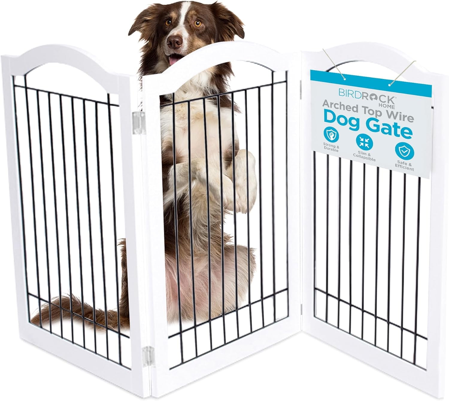 INTERNET'S BEST Arched Top Wire Dog Gate - 3-Panel Free Standing Indoor ...