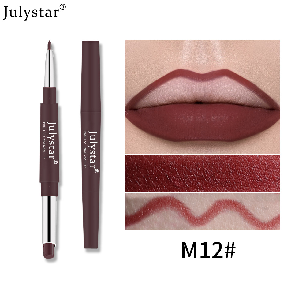 INTEROOKIE Double head lipstick lipliner non fade, non stick to the cup ...