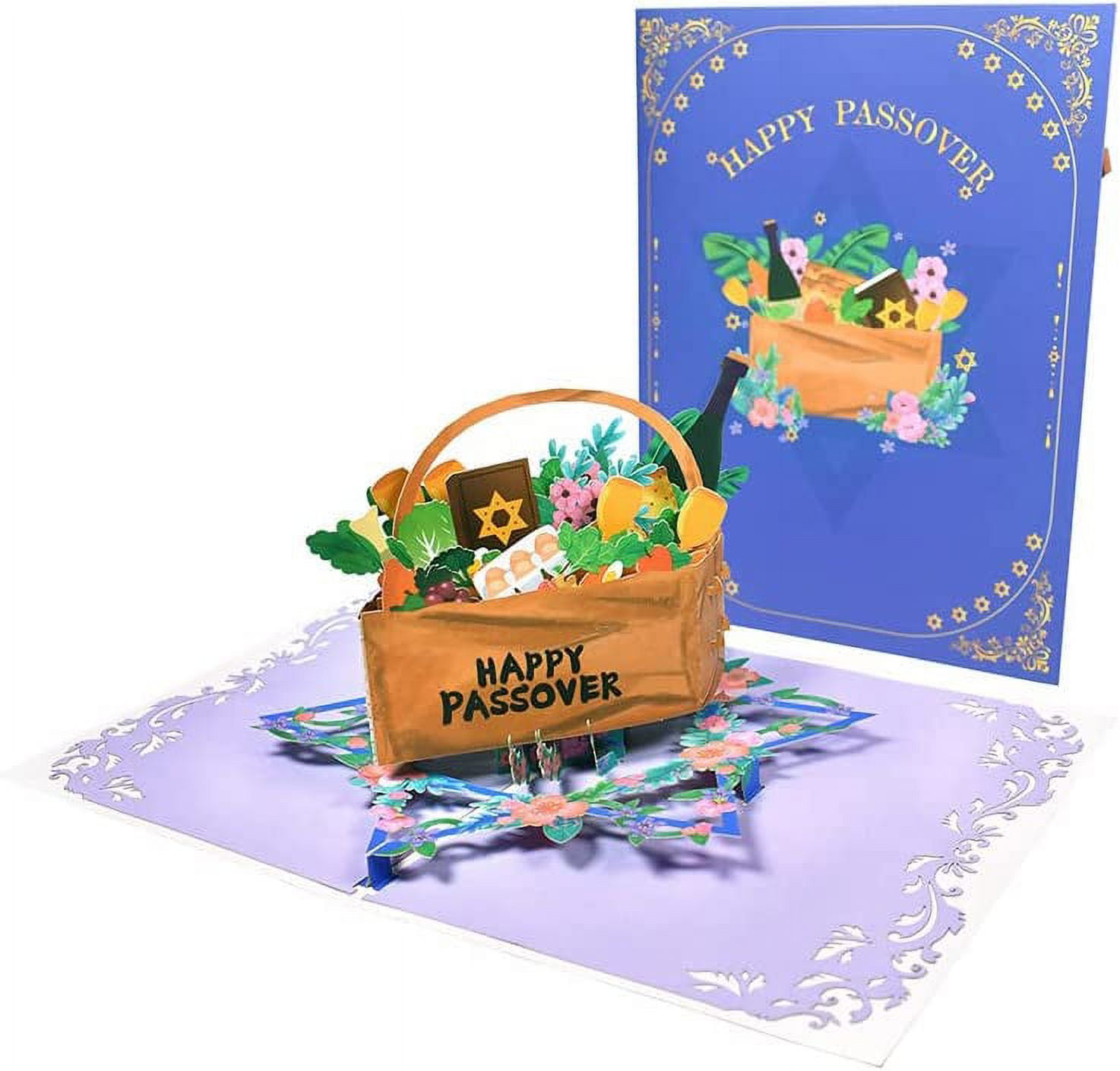 INTEROOKIE Passover 3D stereo greeting cards hand-carved paper holiday ...