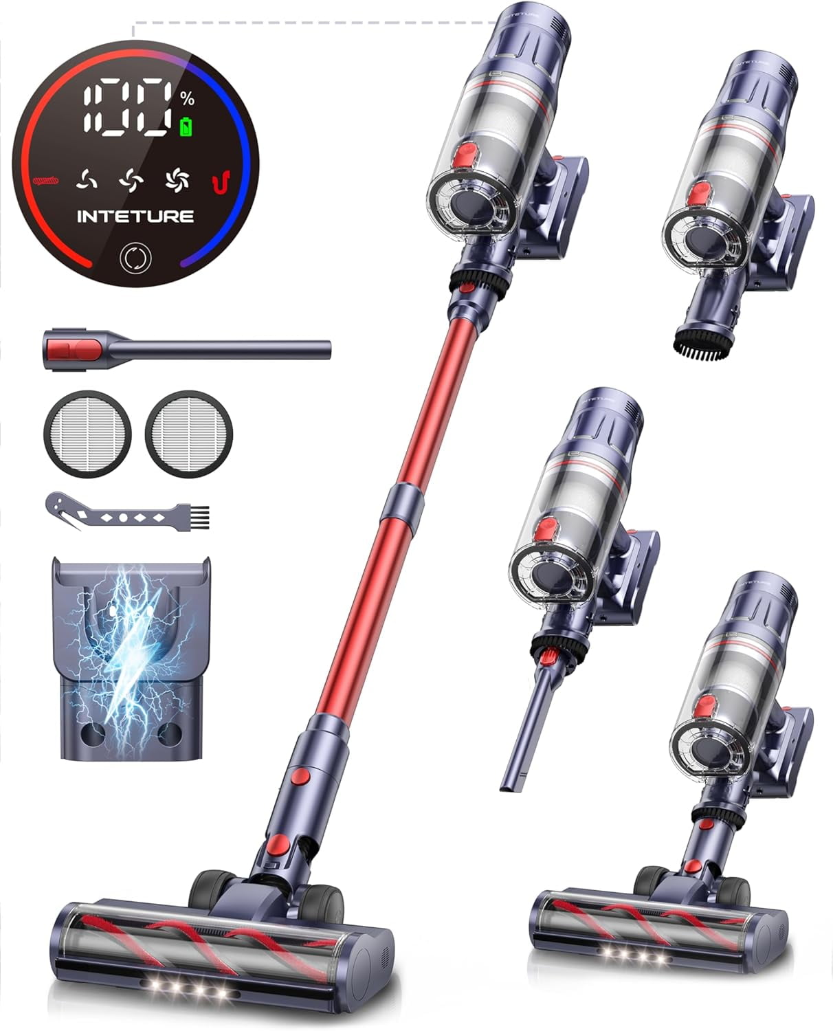INTETURE Cordless Floor Vacuum Cleaner with 550W 45Kpa Suction Up to 60 ...