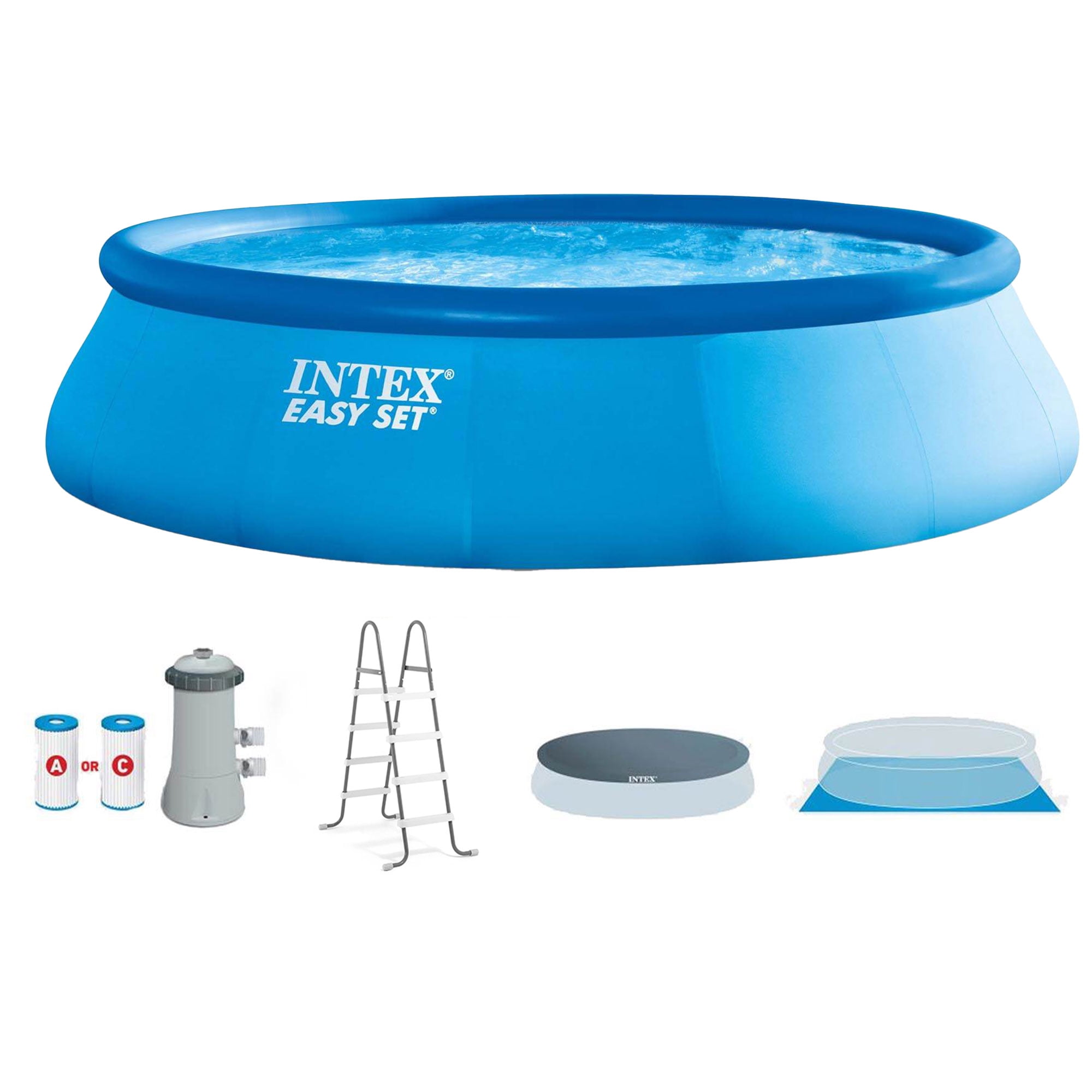 INTEX Quick Set 15ft x 42in Round Inflatable Above Ground Pool with ...