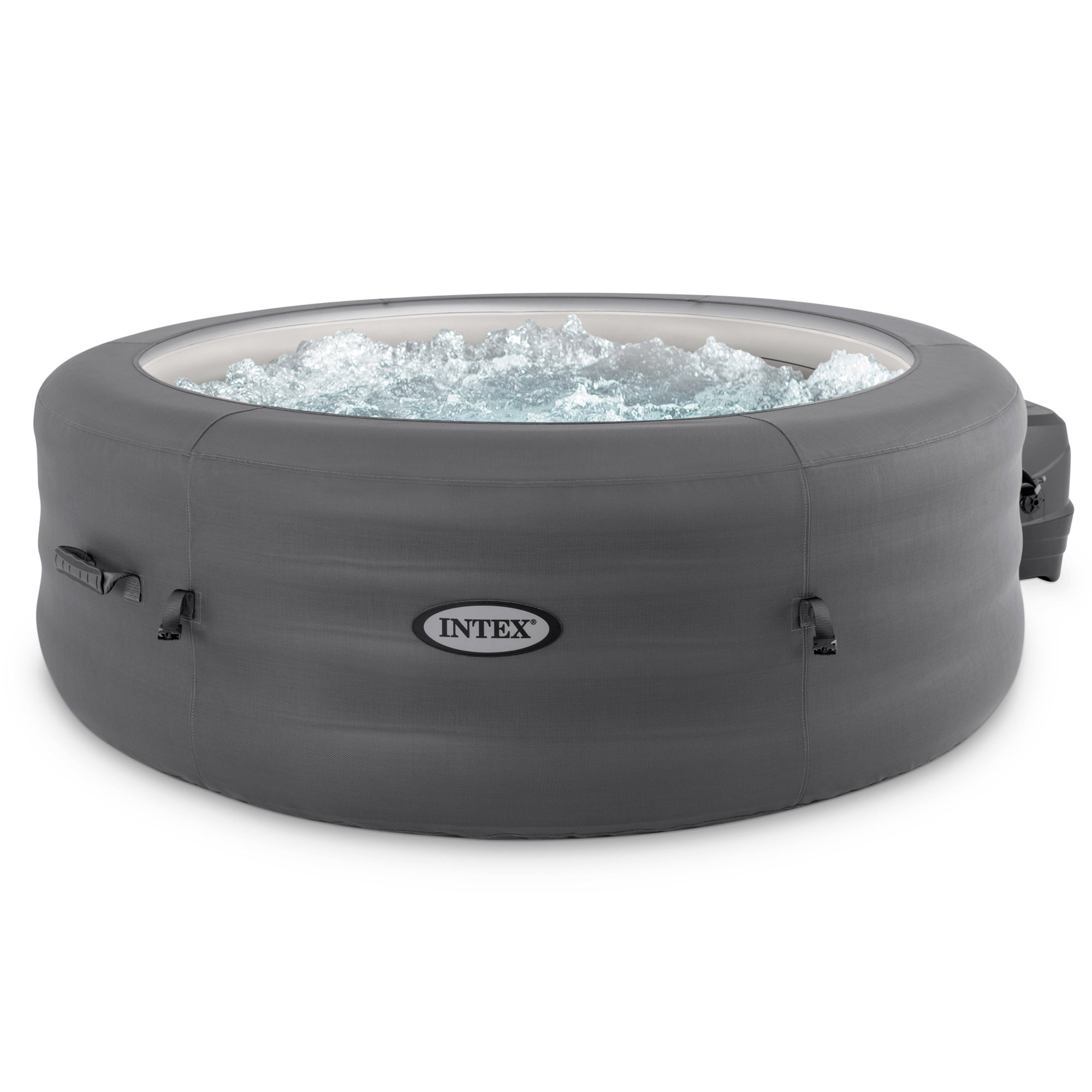 INTEX PureSpa Plus Greywood Deluxe 4-Person Inflatable Hot Tub Spa w ...