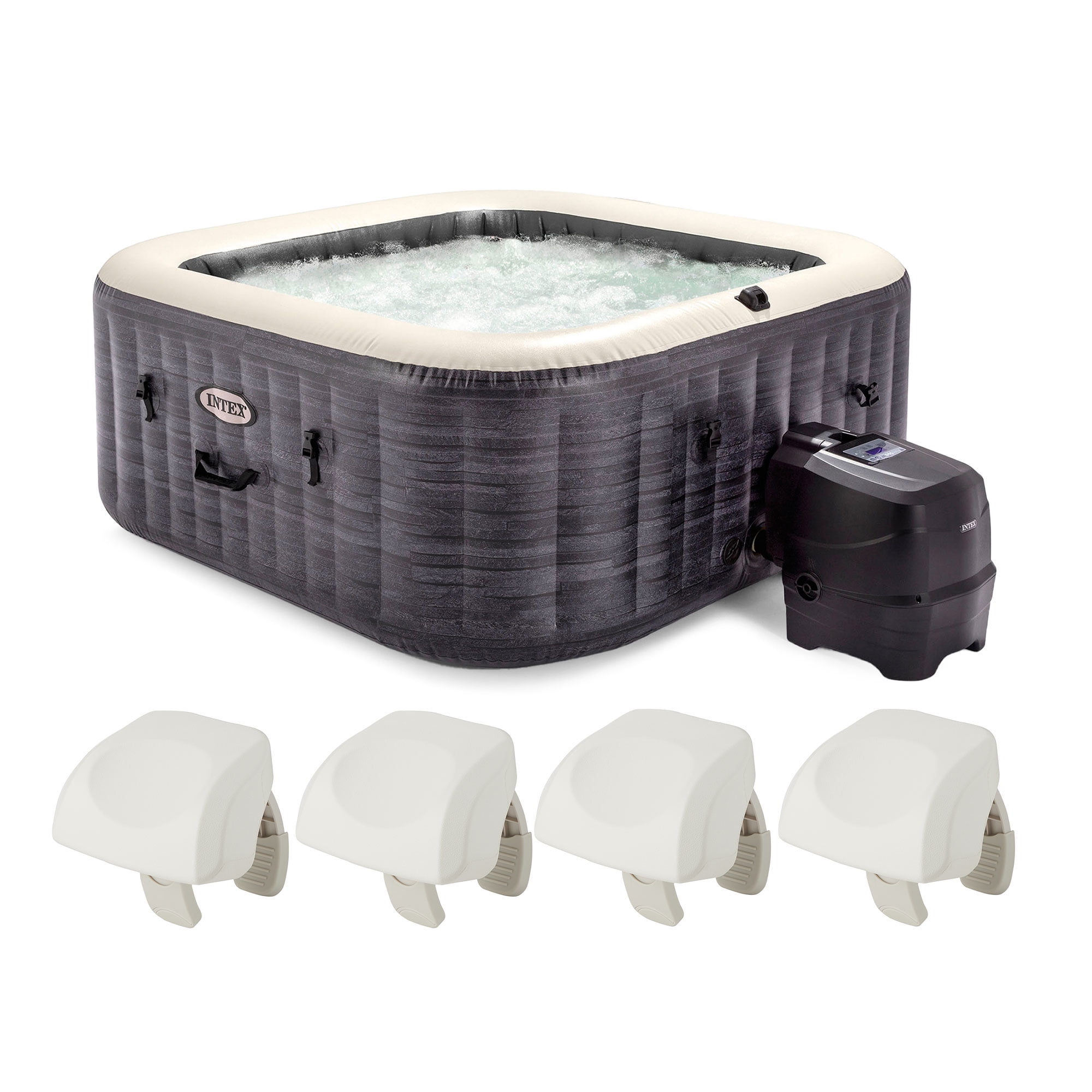 INTEX PureSpa Plus Portable Hot Tub with Air Jets & Cushioned Headrest ...