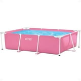 INTEX 7ft x 23in Rectangular Metal Frame Above Ground Pool, Pink ...