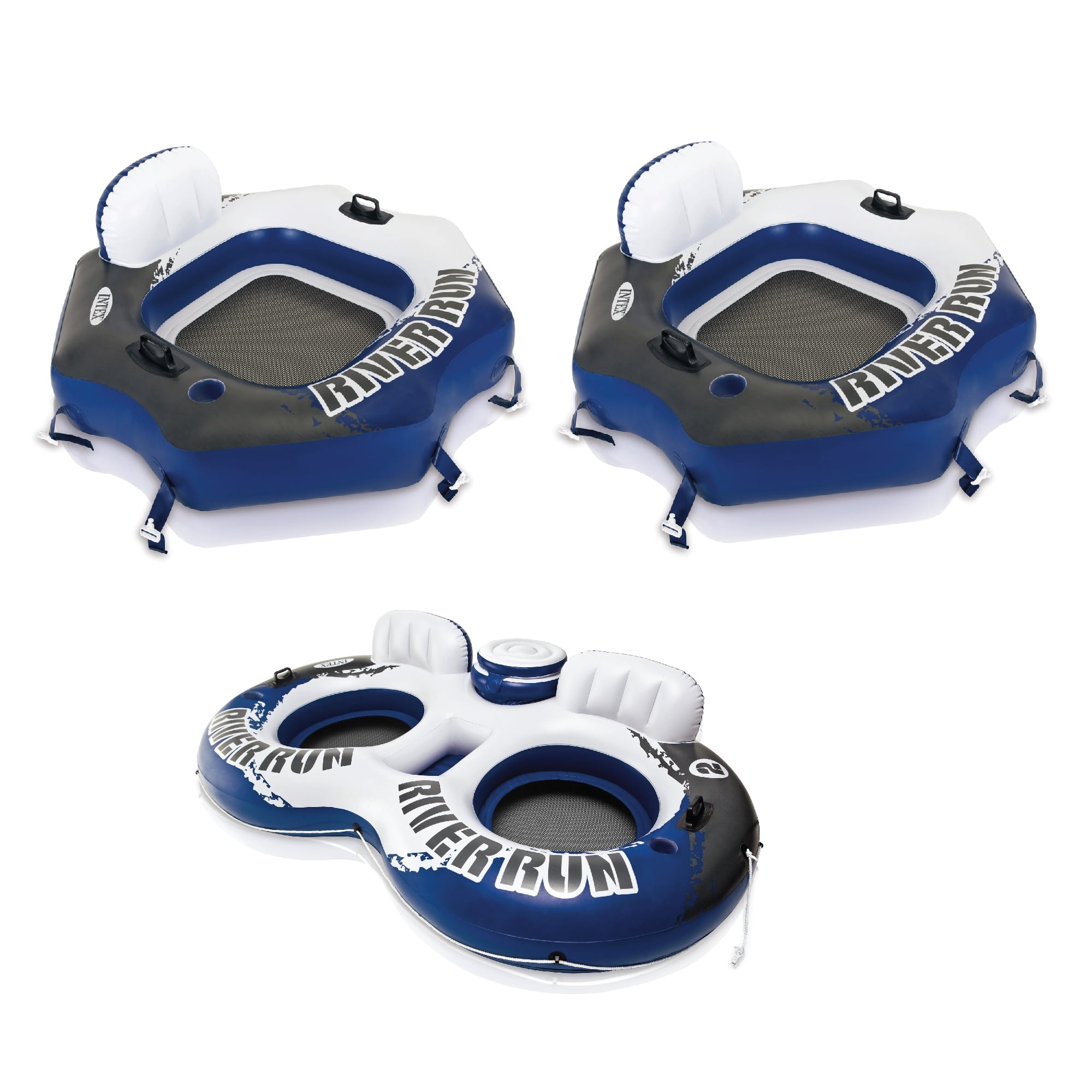 Intex Inflatable River Run Connect 1-Person & 2-Person Floating Tubes ...