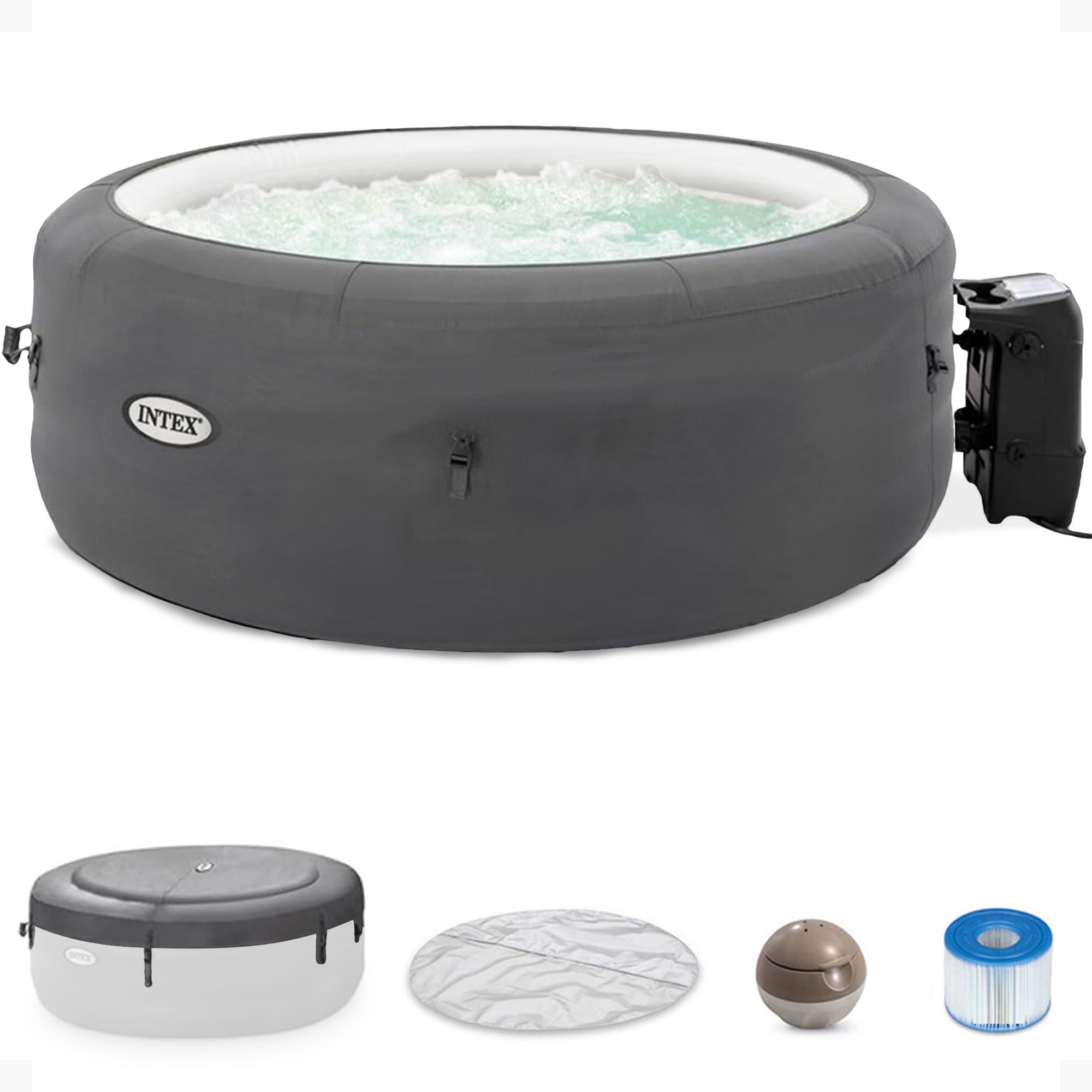 INTEX SimpleSpa Jacuzzi, 4-Person Outdoor Portable Blow Up Hot Tub Spa ...