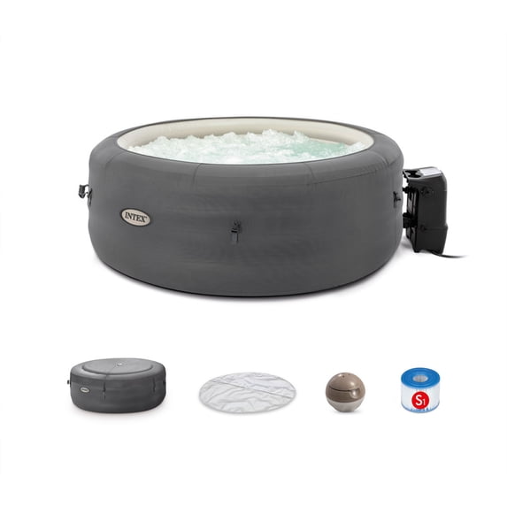 INTEX SimpleSpa Jacuzzi, 4-Person Outdoor Portable Blow Up Hot Tub Spa ...