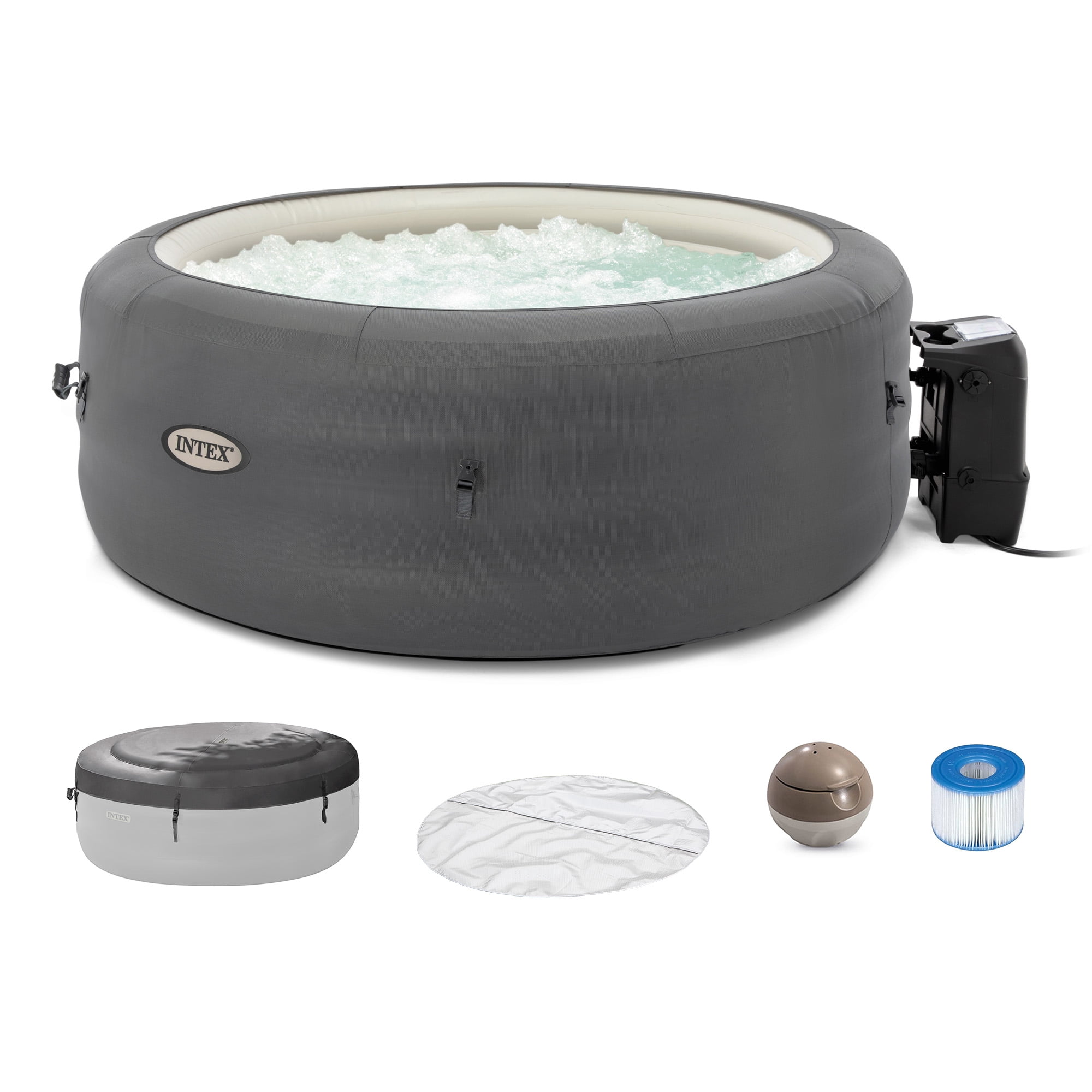 Intex SimpleSpa Bubble Massage 4 Person Inflatable Hot Tub Spa with ...