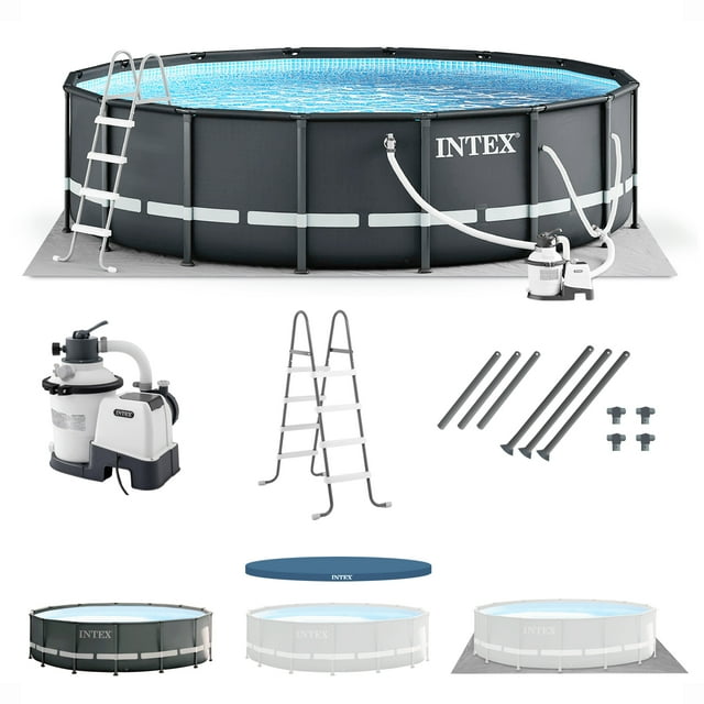 INTEX Ultra XTR 14ft x 42in Outdoor Above Ground Pool Set with Metal Frame, Sand Filter Pump ...