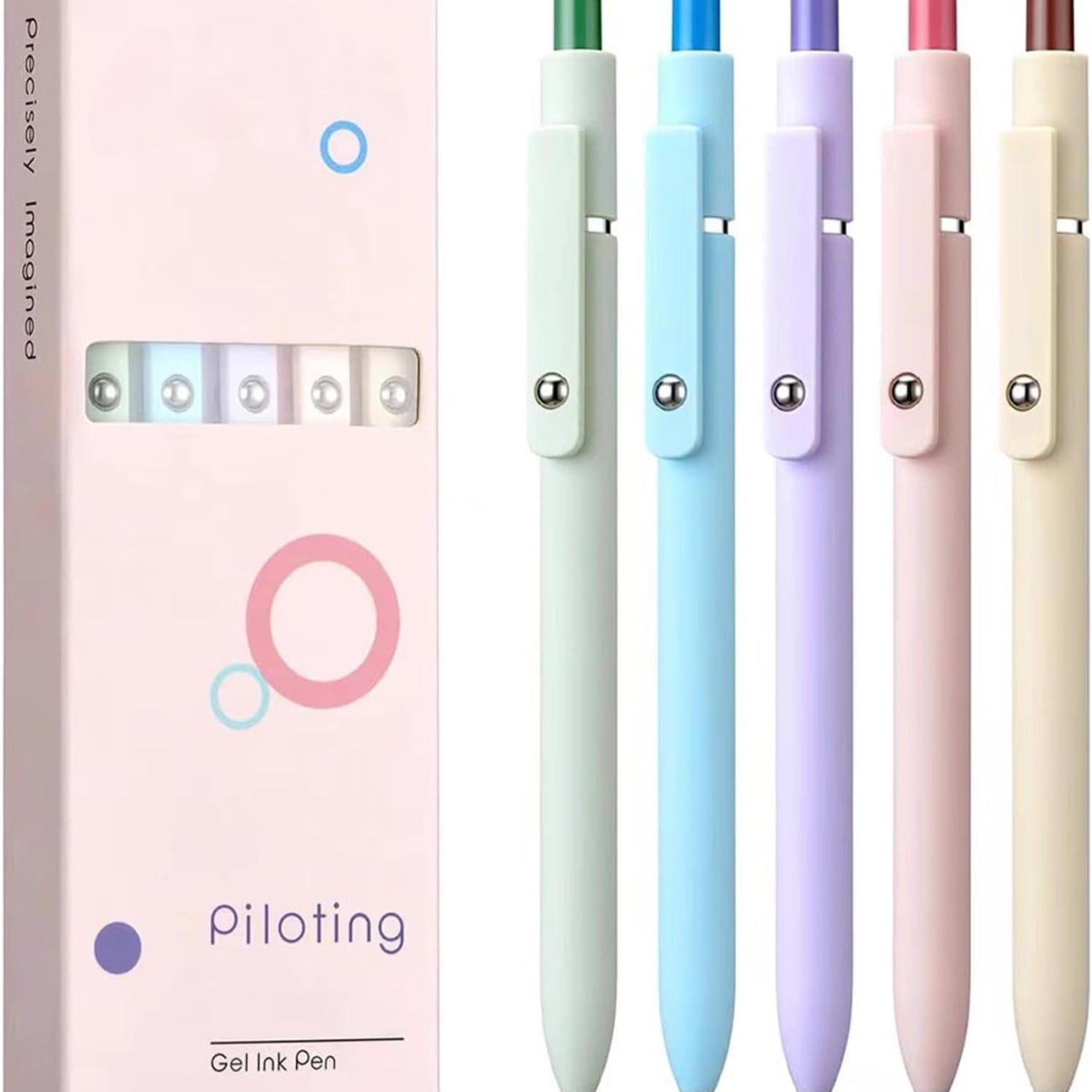 INTIGE 0.7 mm Gel Pens, 5 Pcs Gradient Color Morandi Pen Set, Black Ink ...