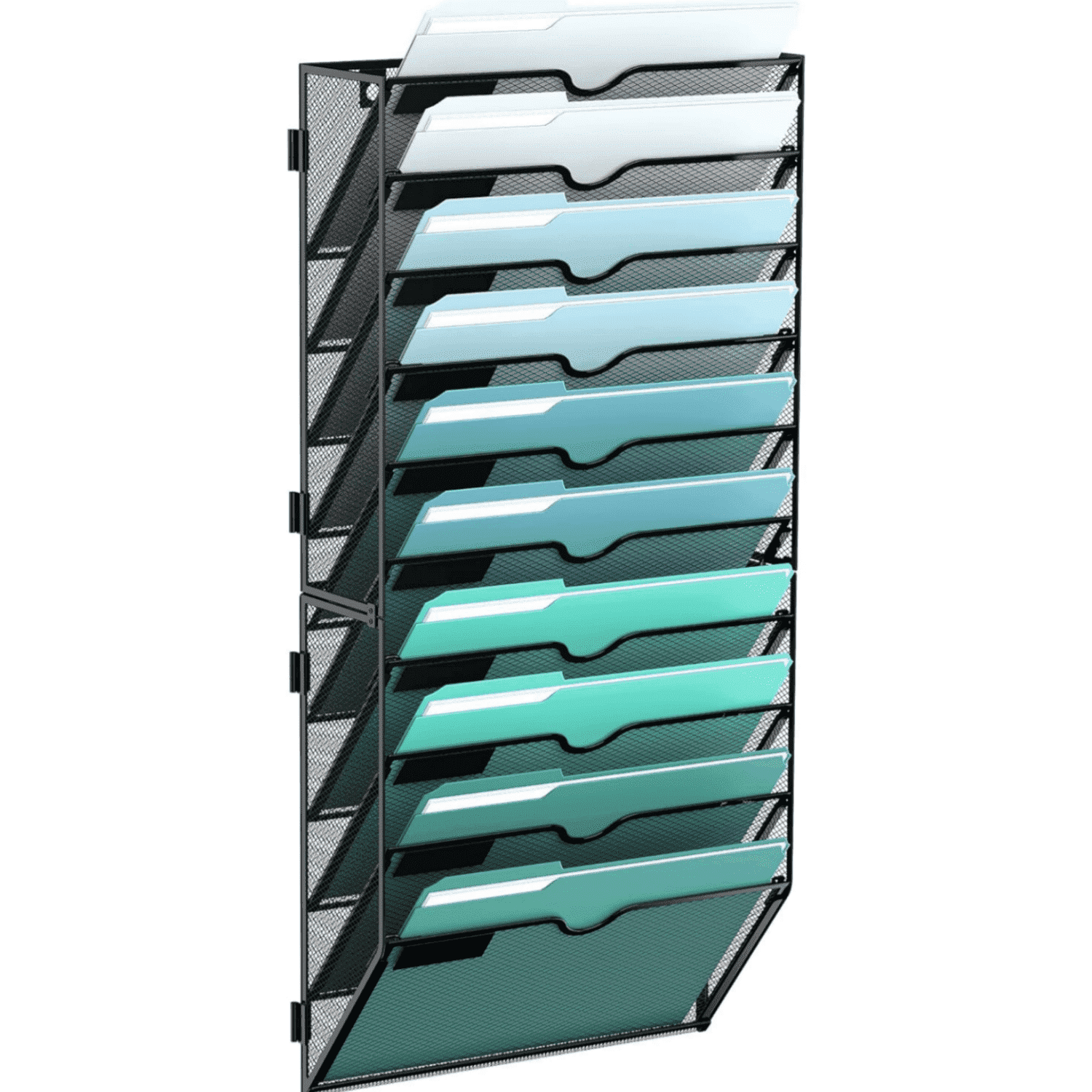 INTIGE 10-Tier Metal Mesh Wall File Organizer, Hanging Paper ...