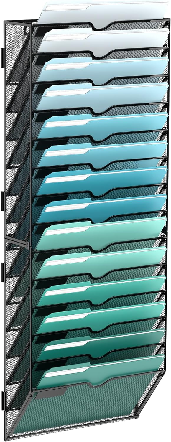 INTIGE 14-Tier Metal Wall Organizer, Mount Hanging File Organizer for ...