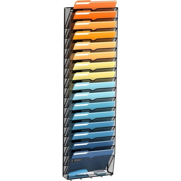 Uptyia Wall File Organizer Hanging File Holder with Labels and Pockets ...