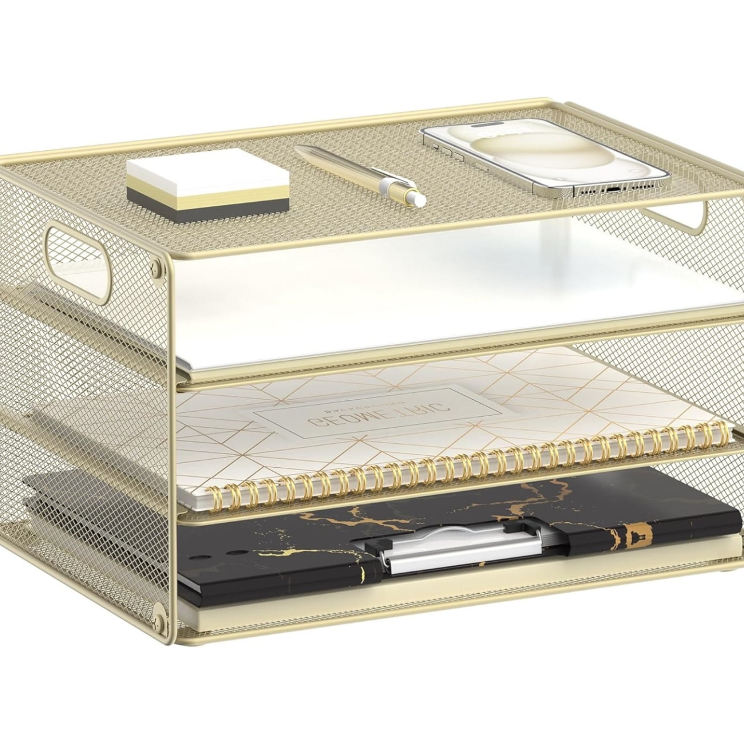 INTIGE 3-Tier File Organizer with Handles, Mesh Desktop Storage Cabinet ...