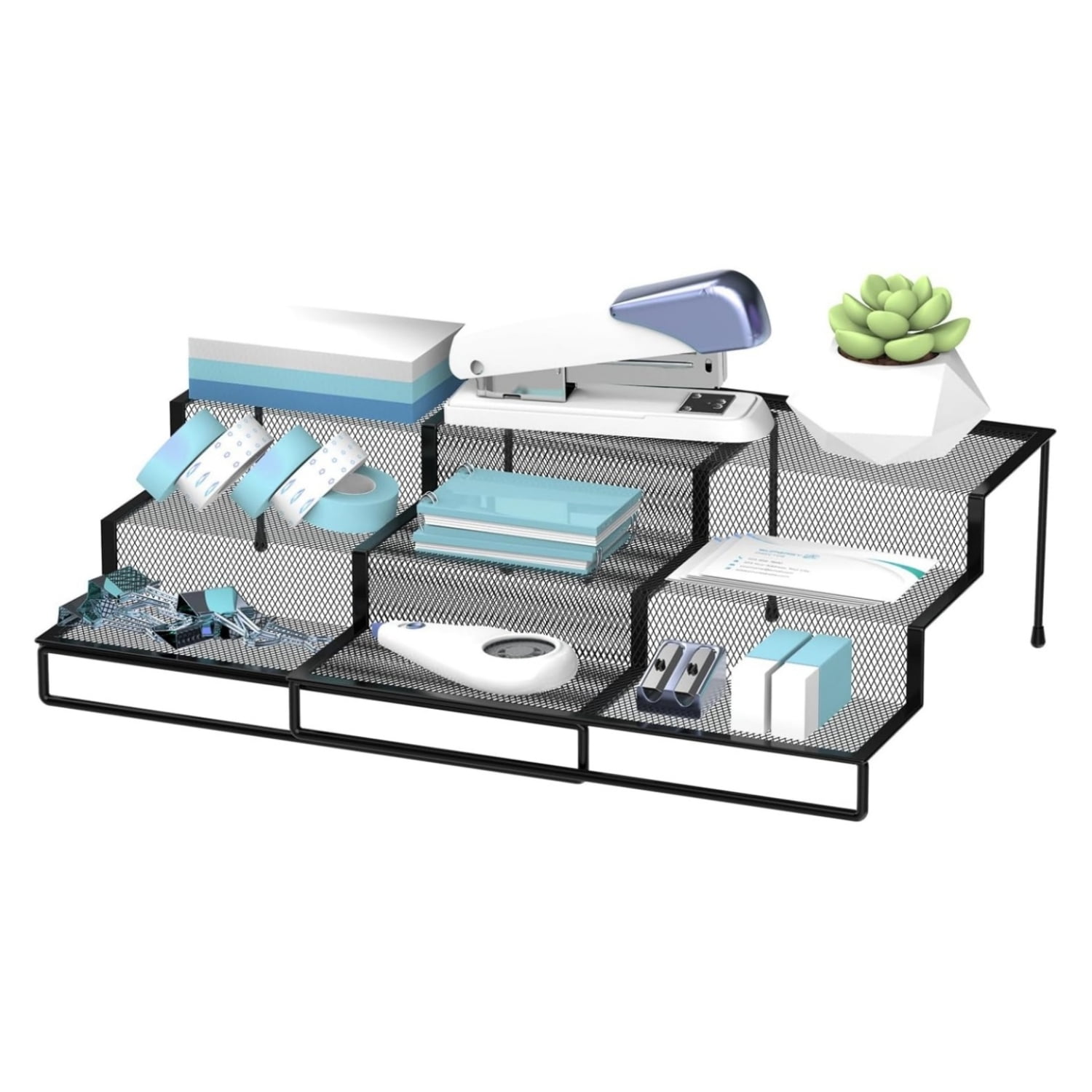 INTIGE 3-Tier Mesh Risers Display Stands, 10.82"x10.04"x4.53" Desktop ...