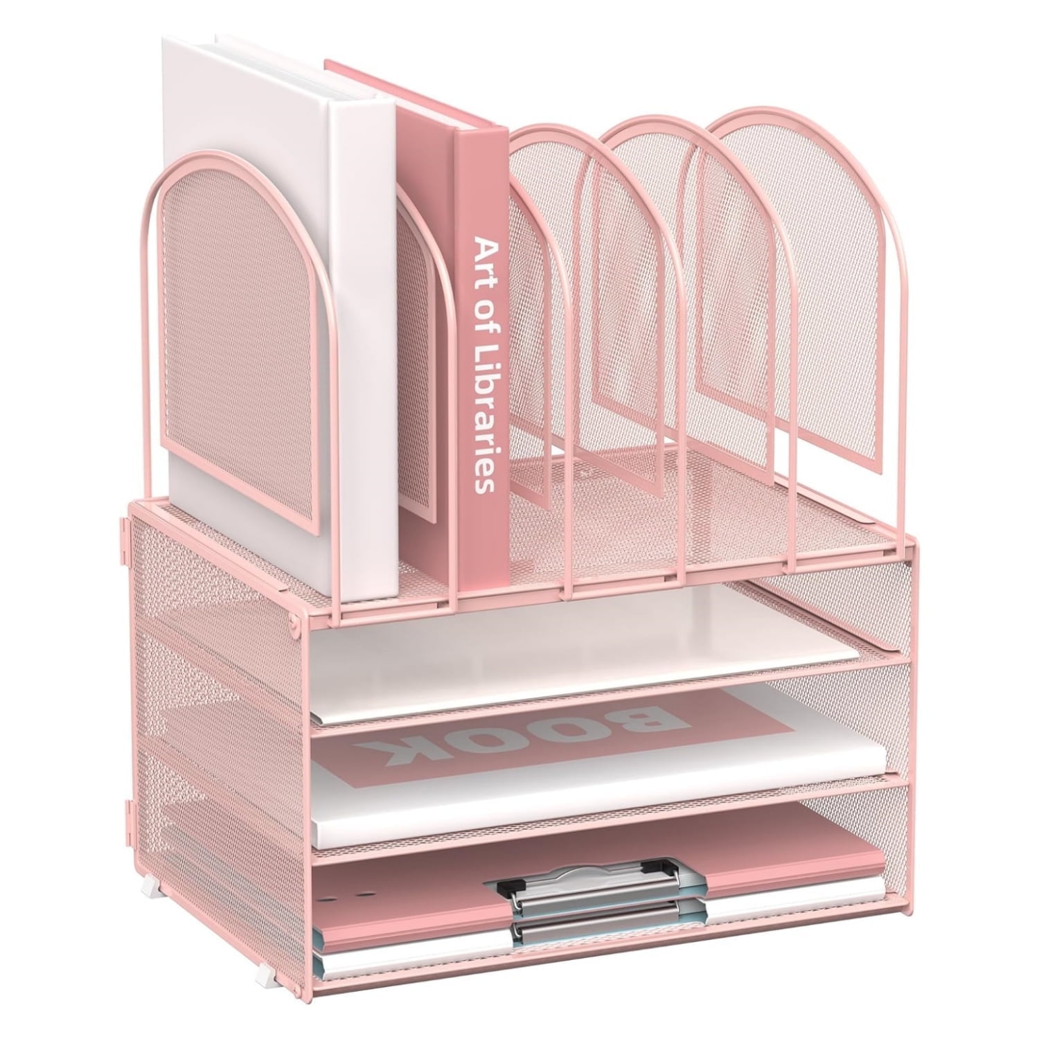 INTIGE 3 Tier Metal Desktop Folder Organizer with 5 Vertical File ...